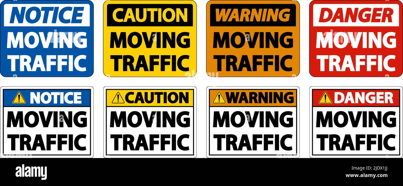Caution Moving Traffic Sign On White Background Stock Vector Image ...