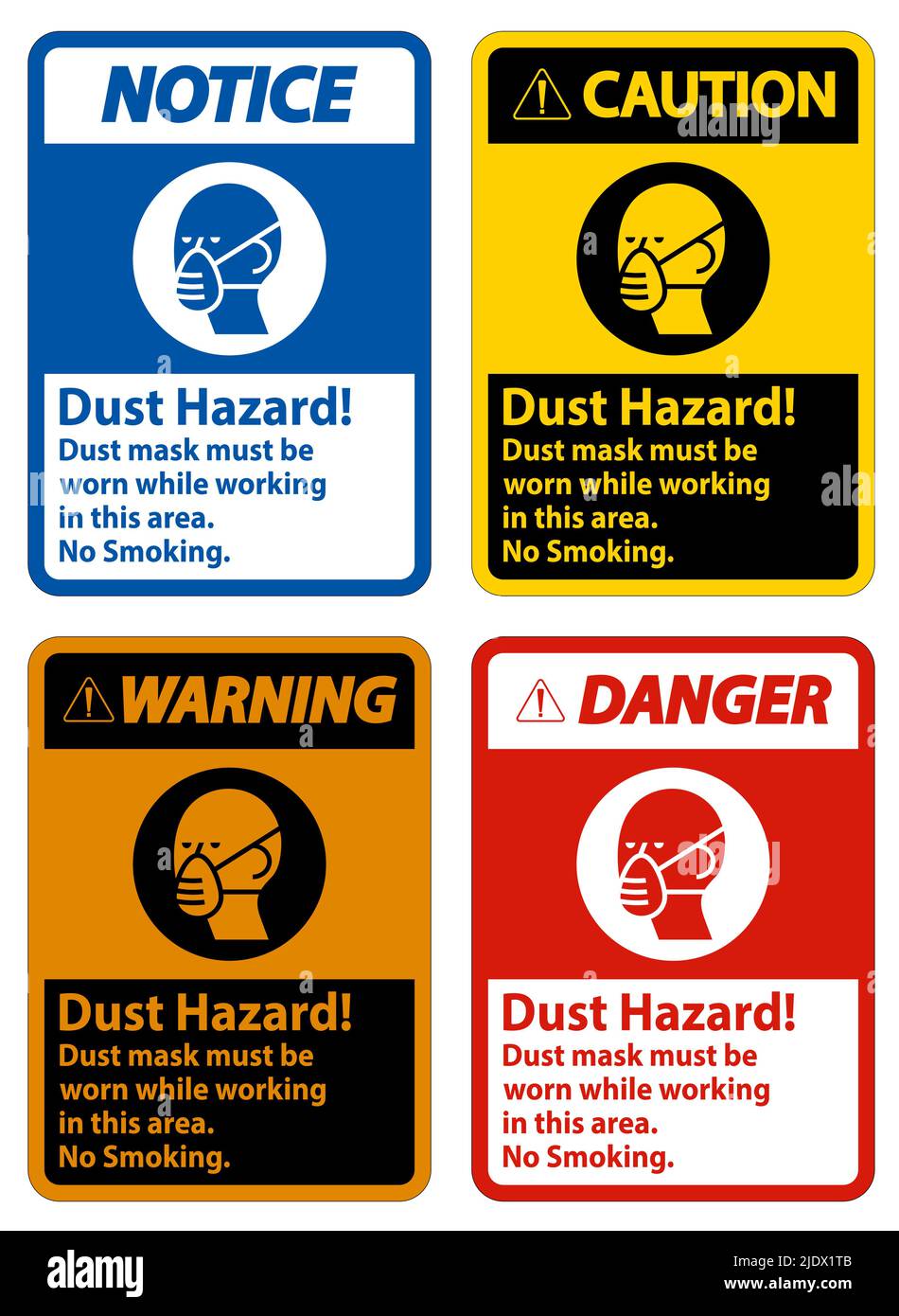 Warning No Smoking Sign Dust Hazard Dust Mask Must Be Worn While ...