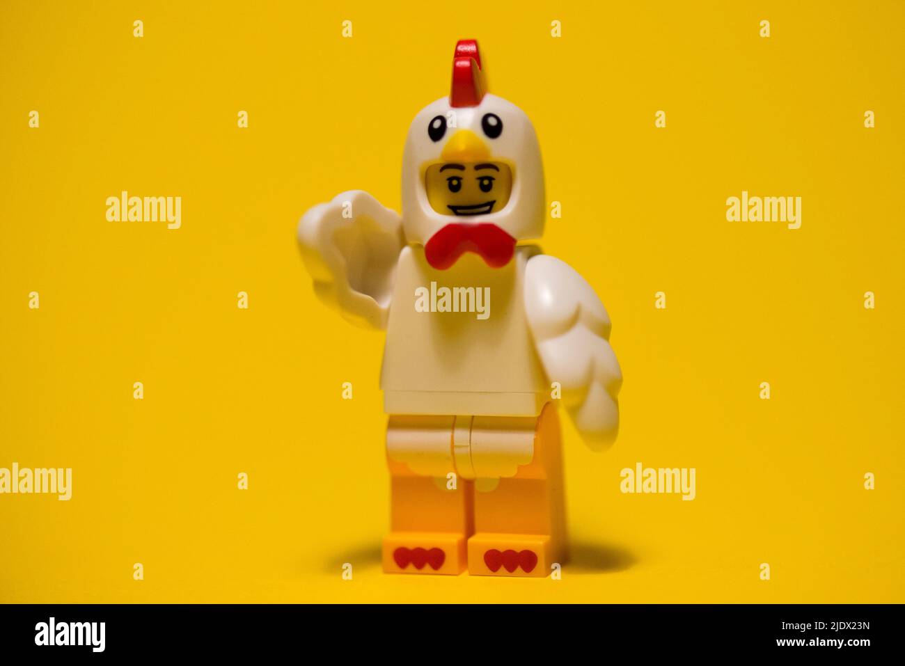 Lego man in chicken outfit Stock Photo - Alamy