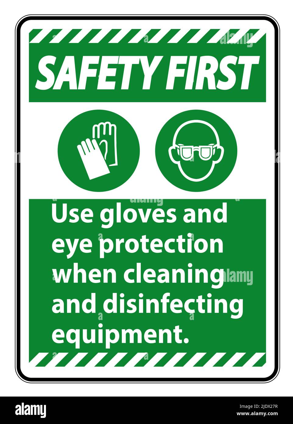 Safety First Use Gloves And Eye Protection Sign On White Background