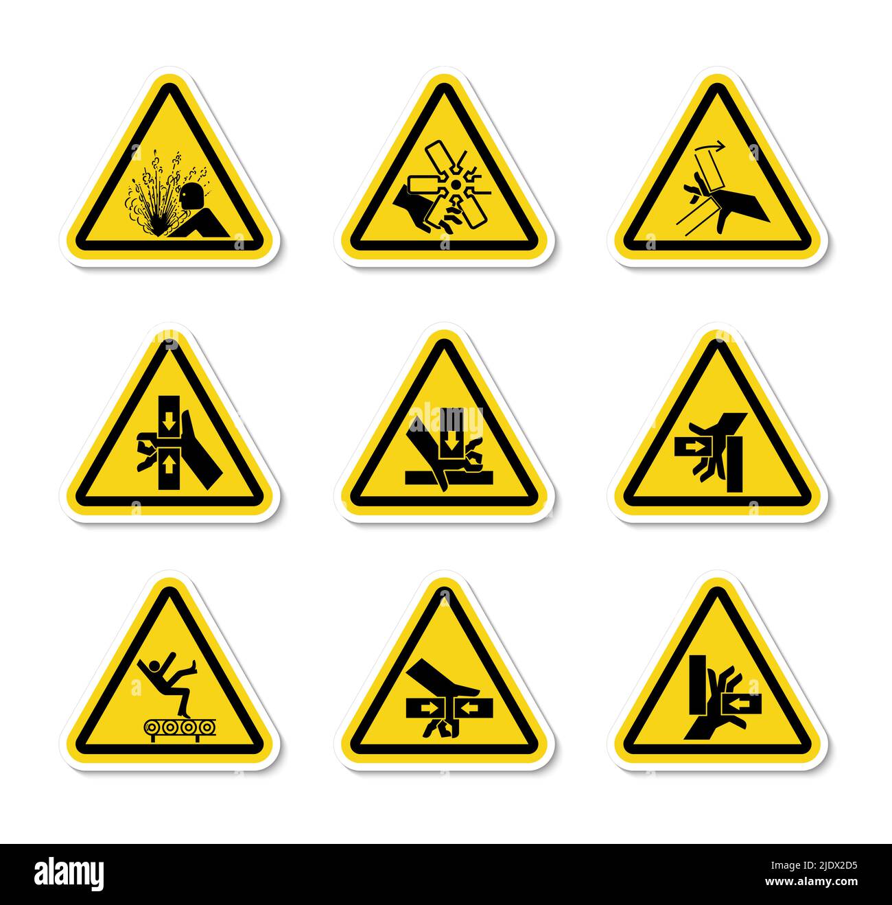 Triangular Warning Hazard Symbols labels Sign Isolate on White ...