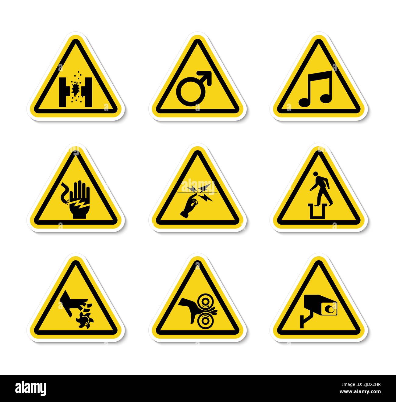Triangular Warning Hazard Symbols labels Sign Isolate on White ...