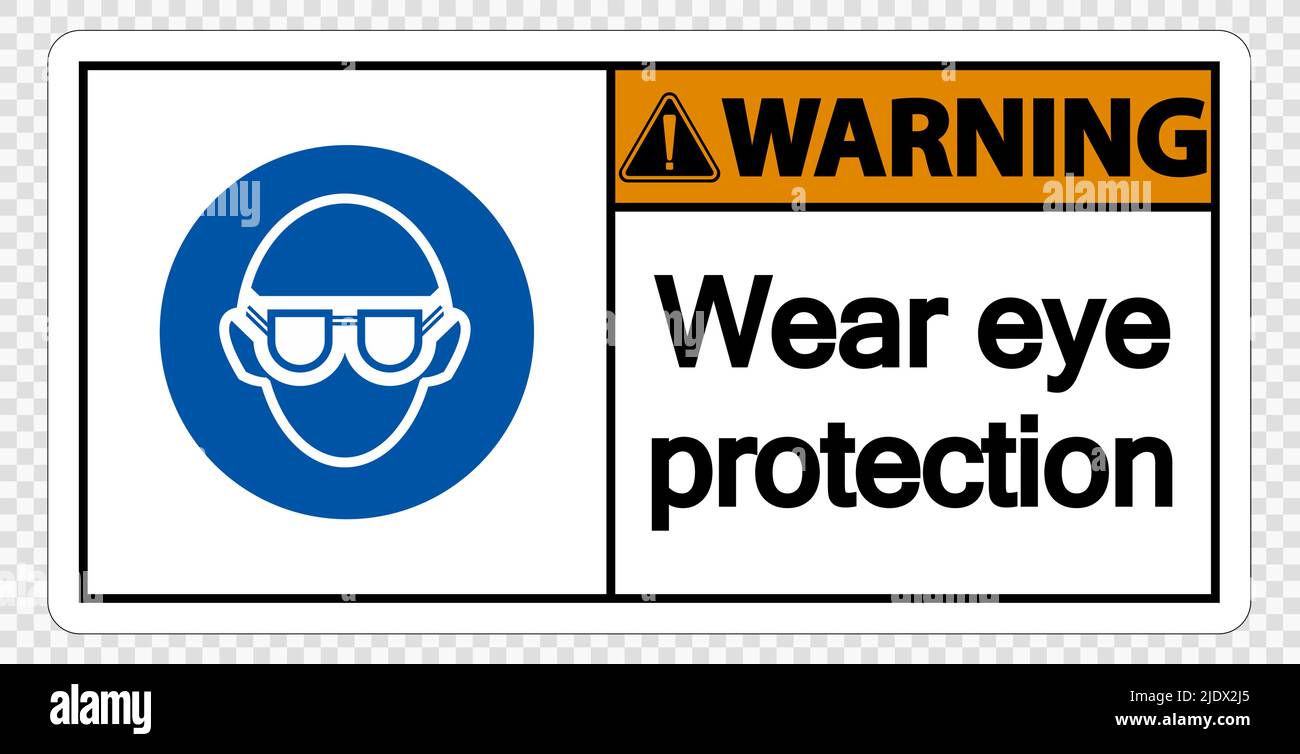 Warning Wear eye protection on transparent background,Vector ...