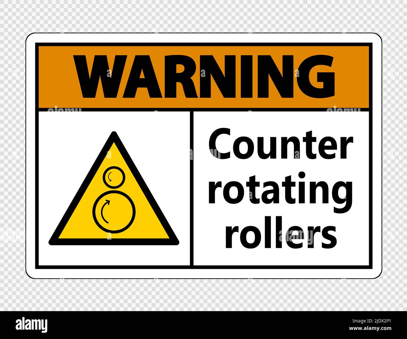 Warning counter rotating rollers sign on transparent background Stock ...