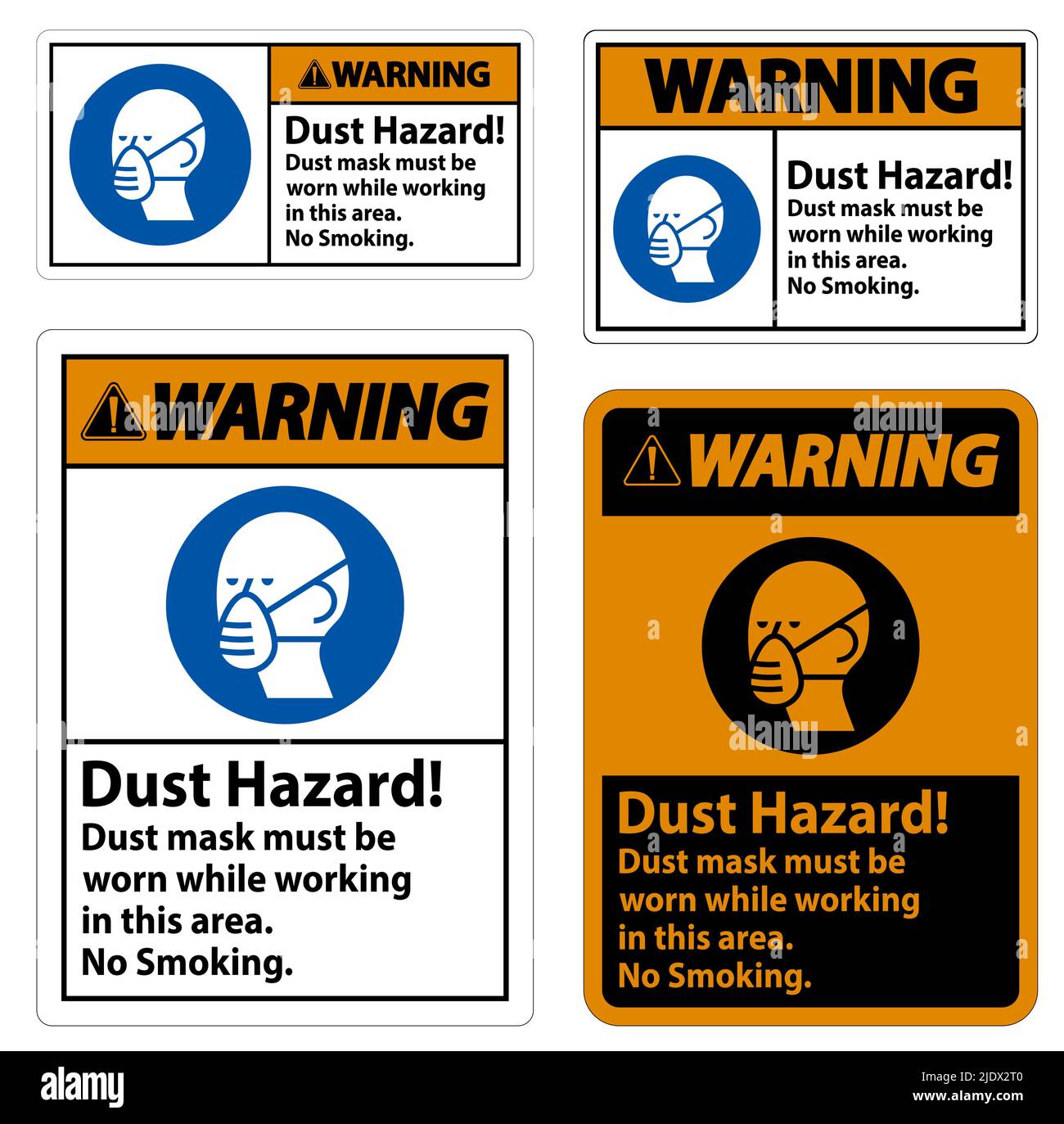 Warning No Smoking Sign Dust Hazard Dust Mask Must Be Worn While ...