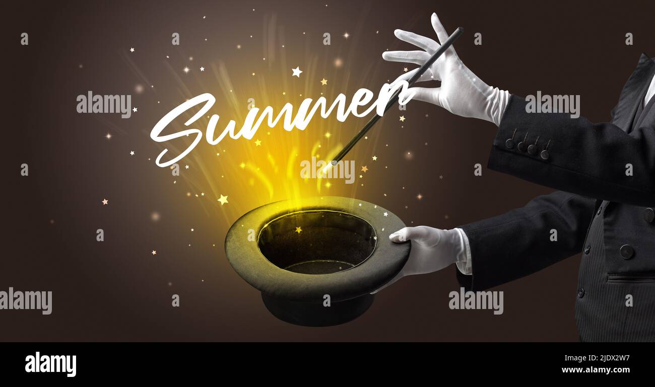 Old Magician is showing magic trick Stock Photo - Alamy