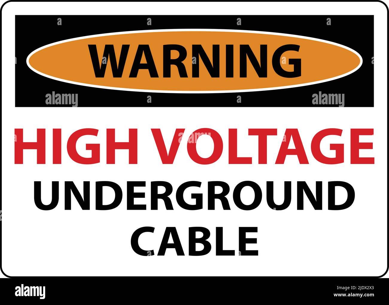 Warning High Voltage Cable Underground Sign On White Background Stock ...