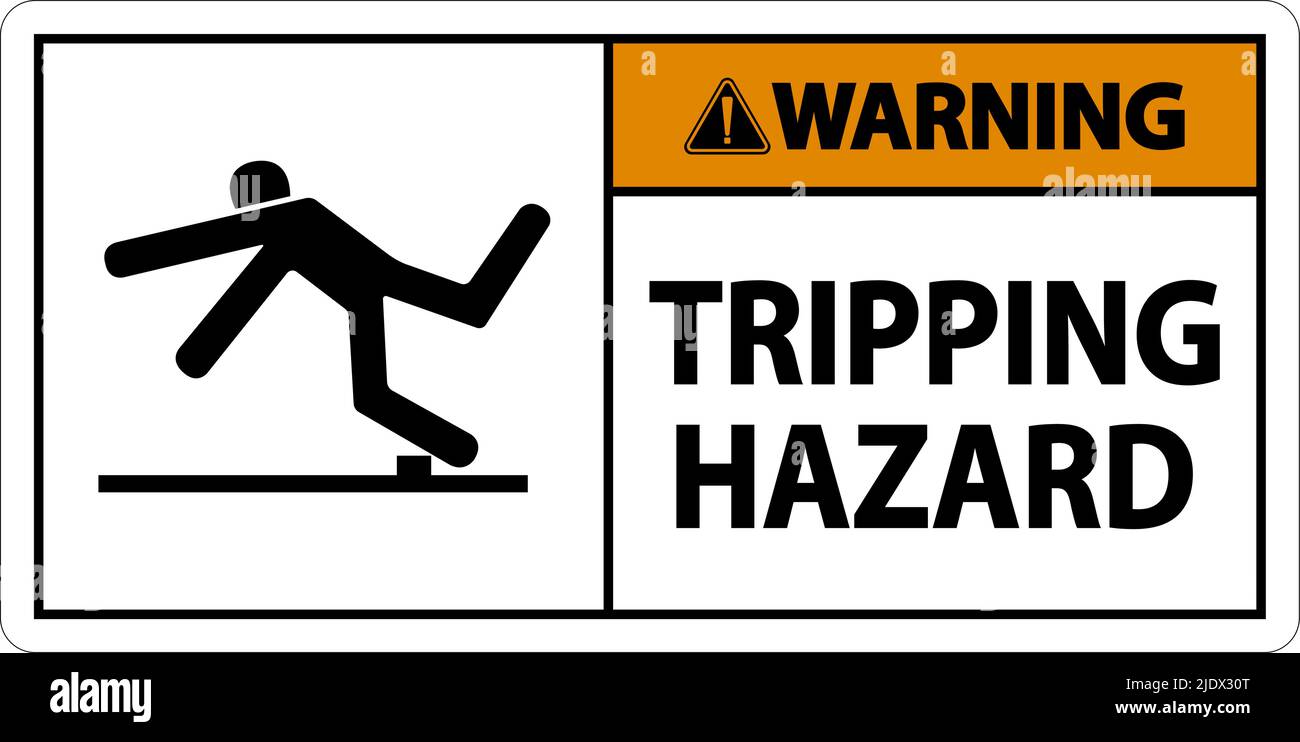 Warning Tripping Hazard Sign On White Background Stock Vector Image ...