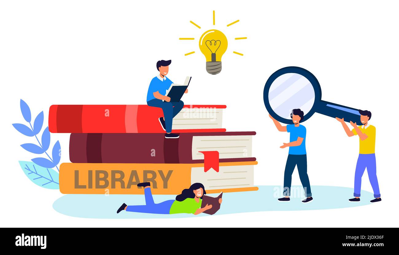 Reading book vector illustration Flat tiny paper book text study ...