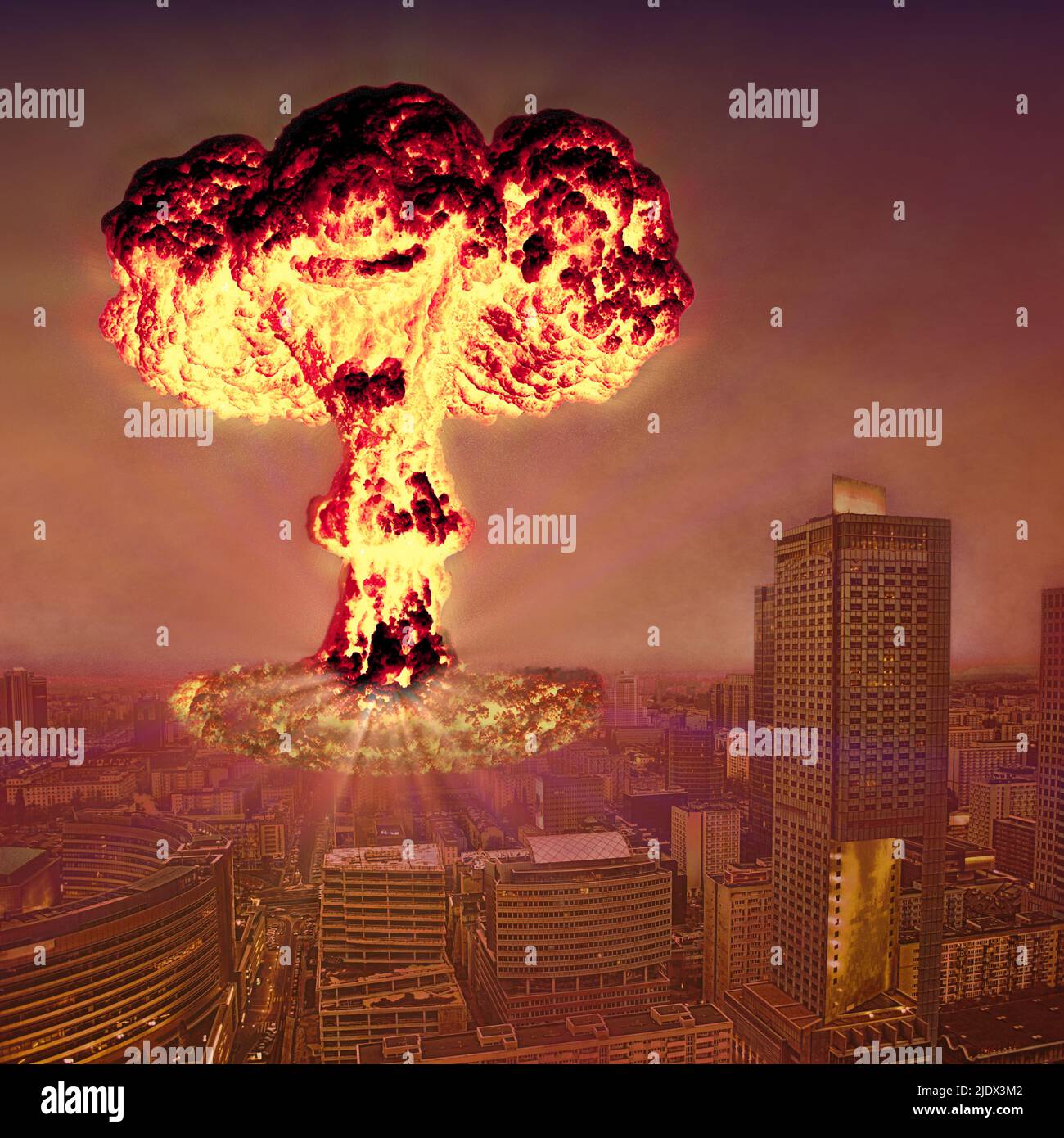 Graphical imagine of a nuclear explosion in Warsaw Stock Photo - Alamy