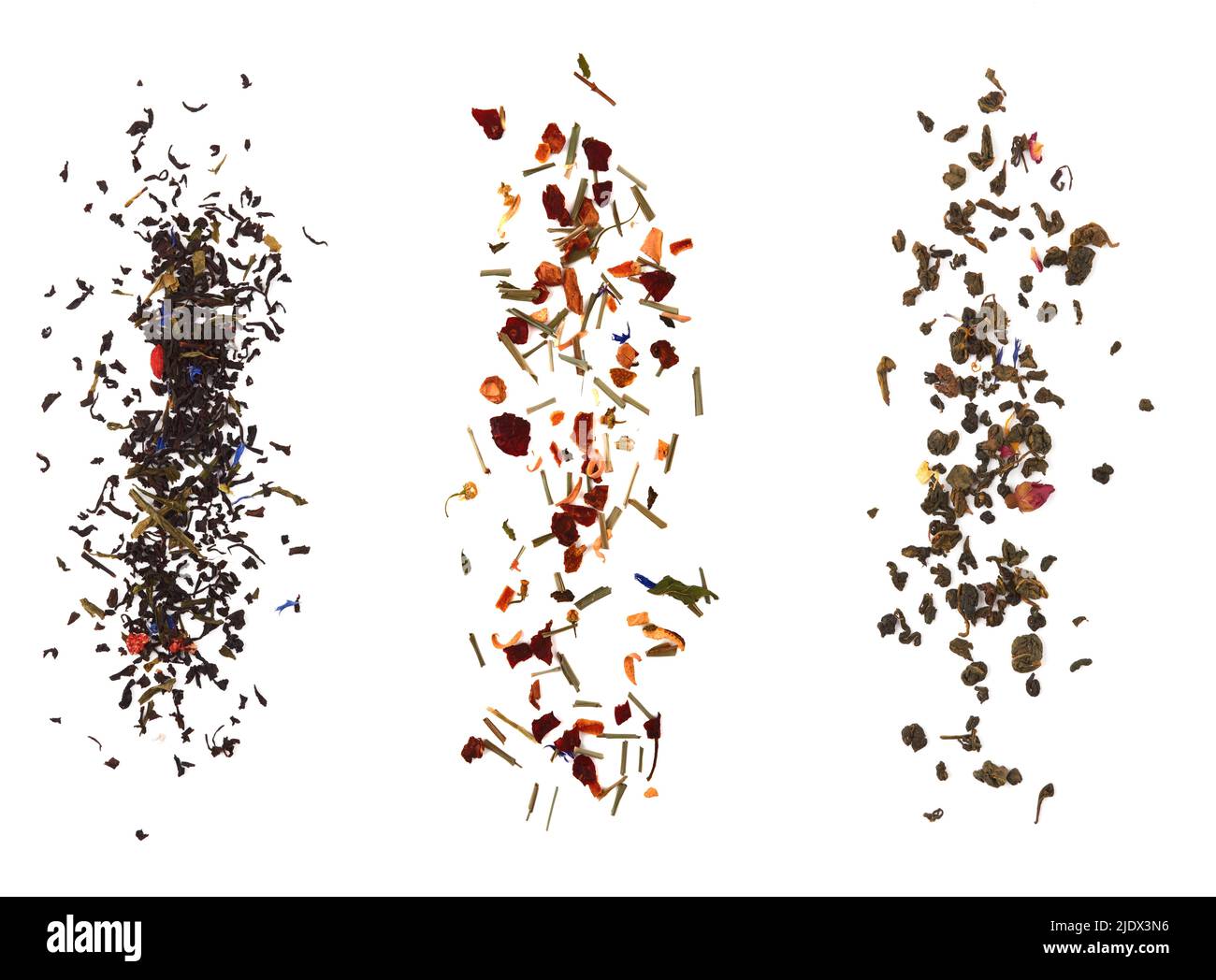 Falling dried tea leaves isolated on white background Stock Photo - Alamy