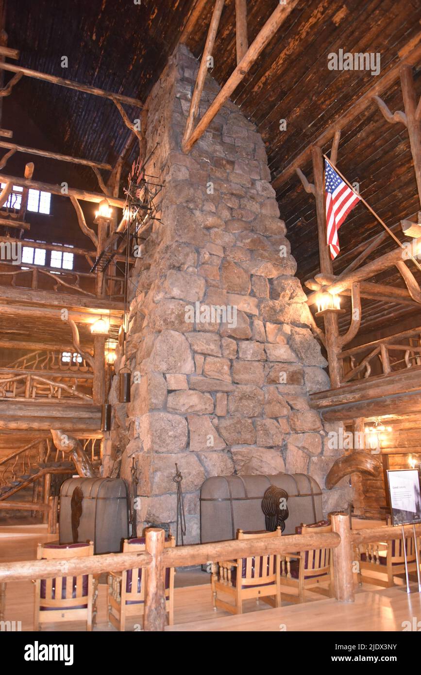 Yellowstone National Park USA 5/21-24/2022. Old Faithful Inn grand ...