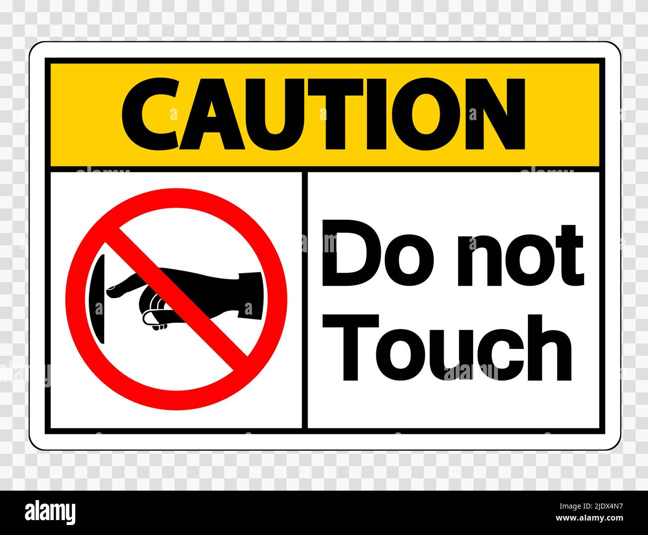 Caution do not touch sign label on transparent background,vector ...