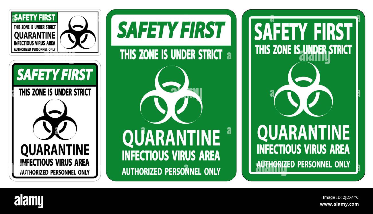 Safety First Quarantine Infectious Virus Area Sign Isolate On White ...