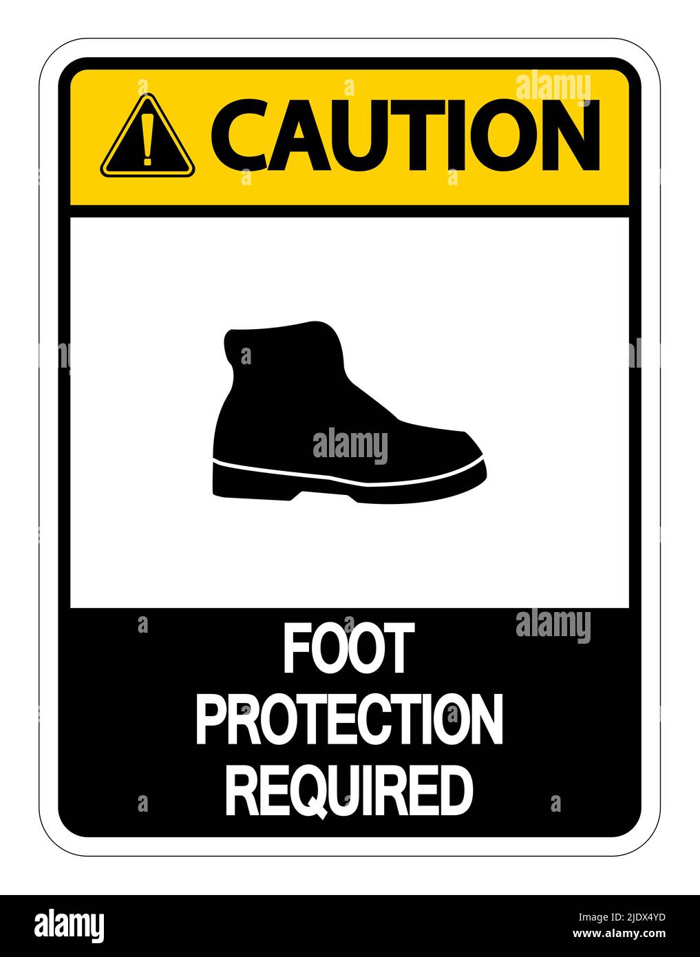 Caution Foot Protection Required Wall Sign on white background,vector ...