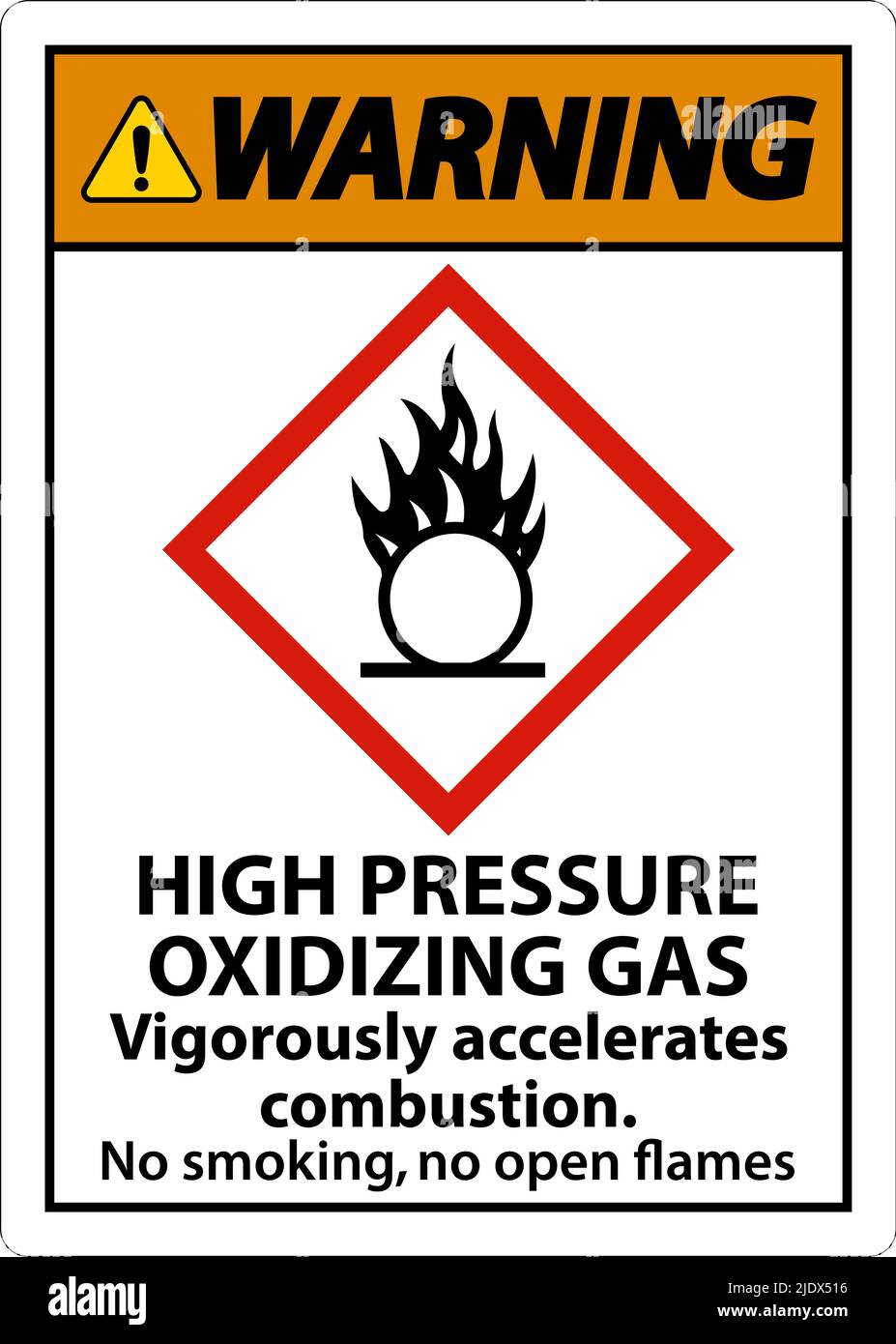 Warning High Pressure Oxidizing Gas GHS Sign On White Background Stock ...