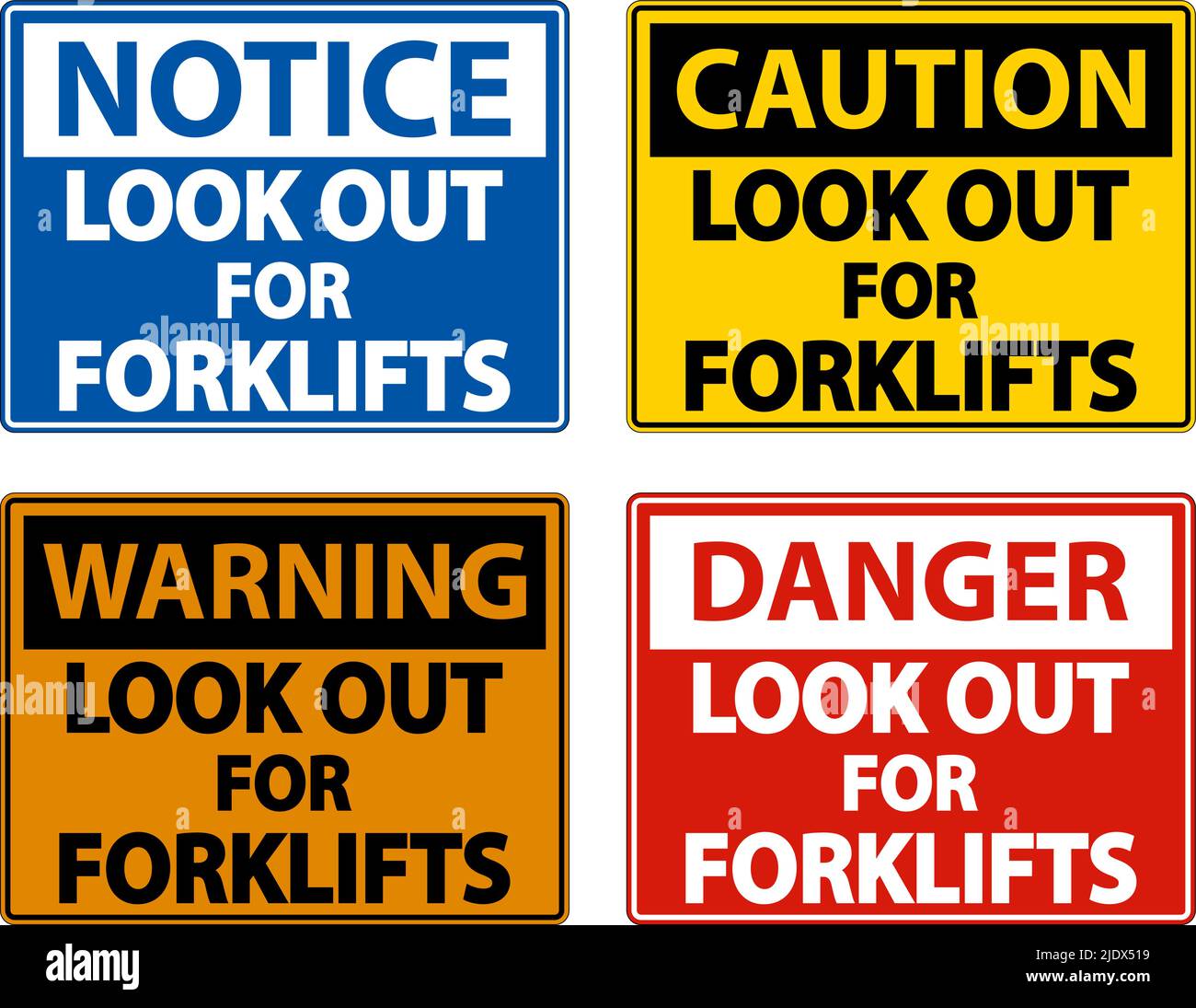 Caution Look Out For Forklifts Sign On White Background Stock Vector ...
