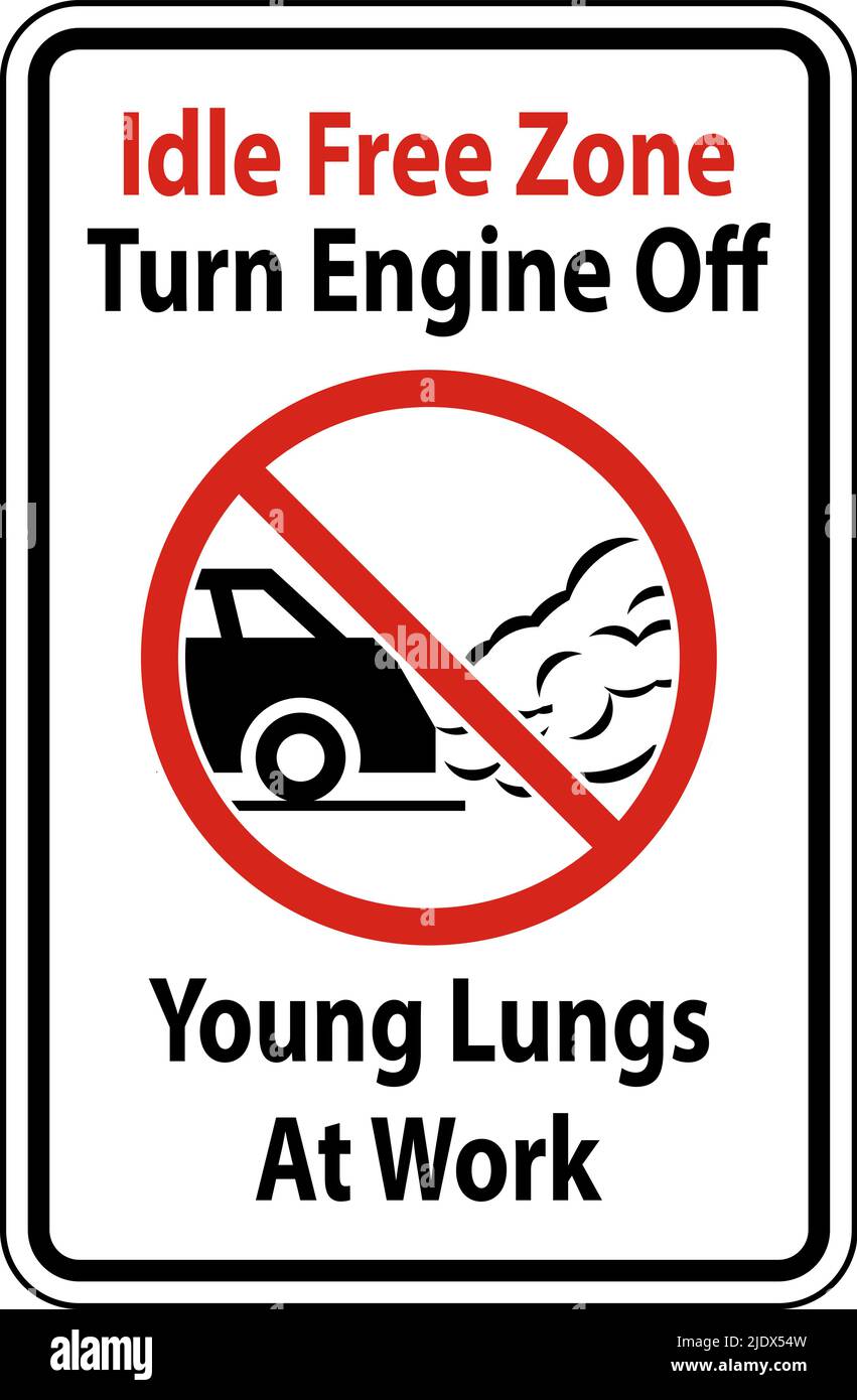 No Idling Zone Please Turn Off Engine Sign On White Background Stock ...