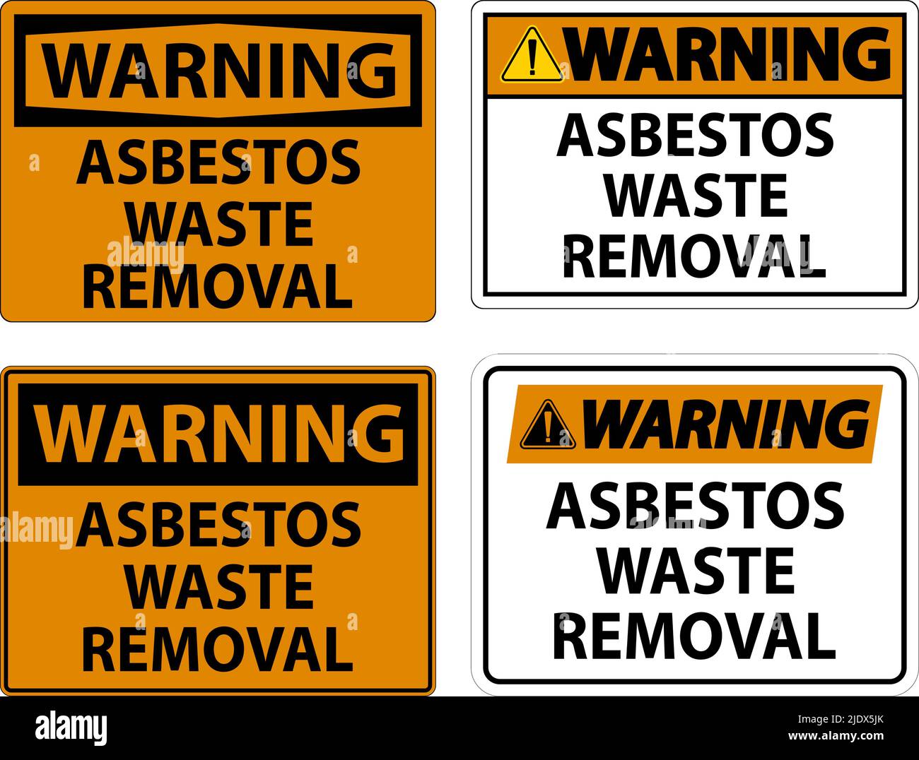 Warning Asbestos Waste Removal Sign On White Background Stock Vector ...