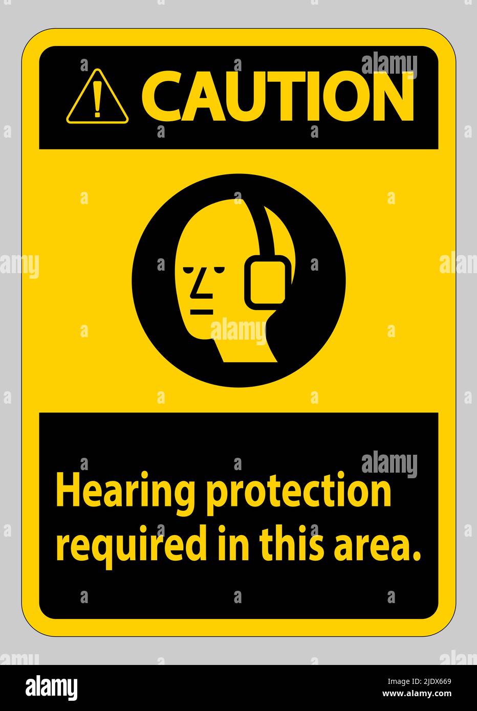 Caution Ppe Sign Hearing Protection Required In This Area With Symbol