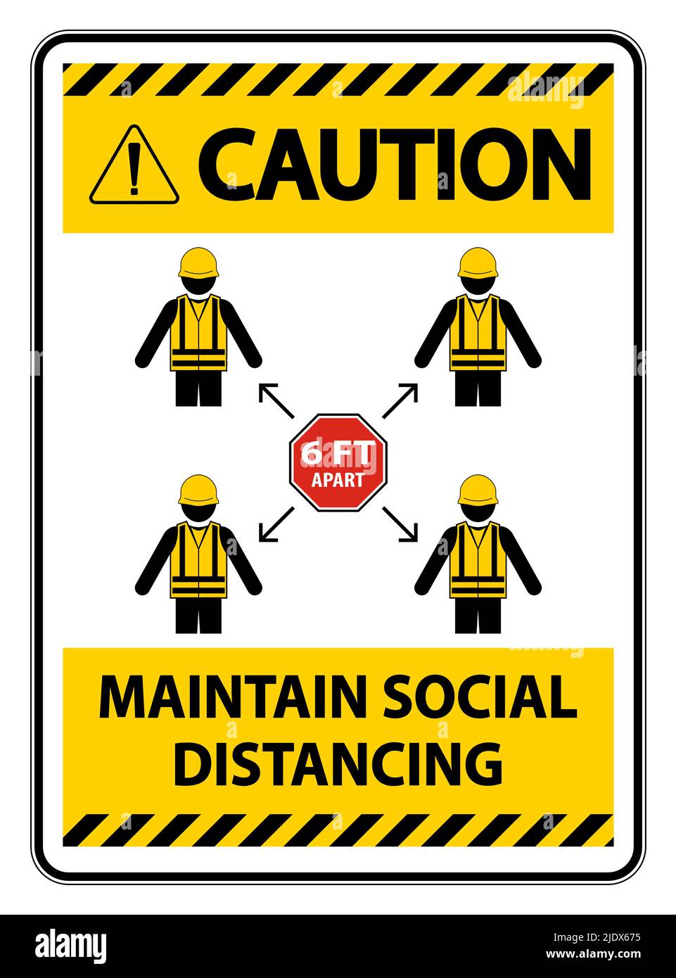 Caution Maintain social distancing, stay 6ft apart sign,coronavirus ...
