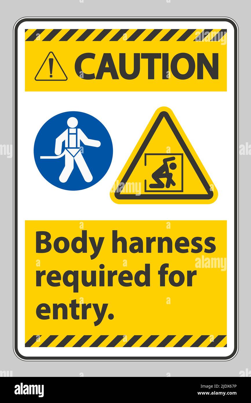 Caution Sign Body Harness Required For Entry Stock Vector Image & Art ...