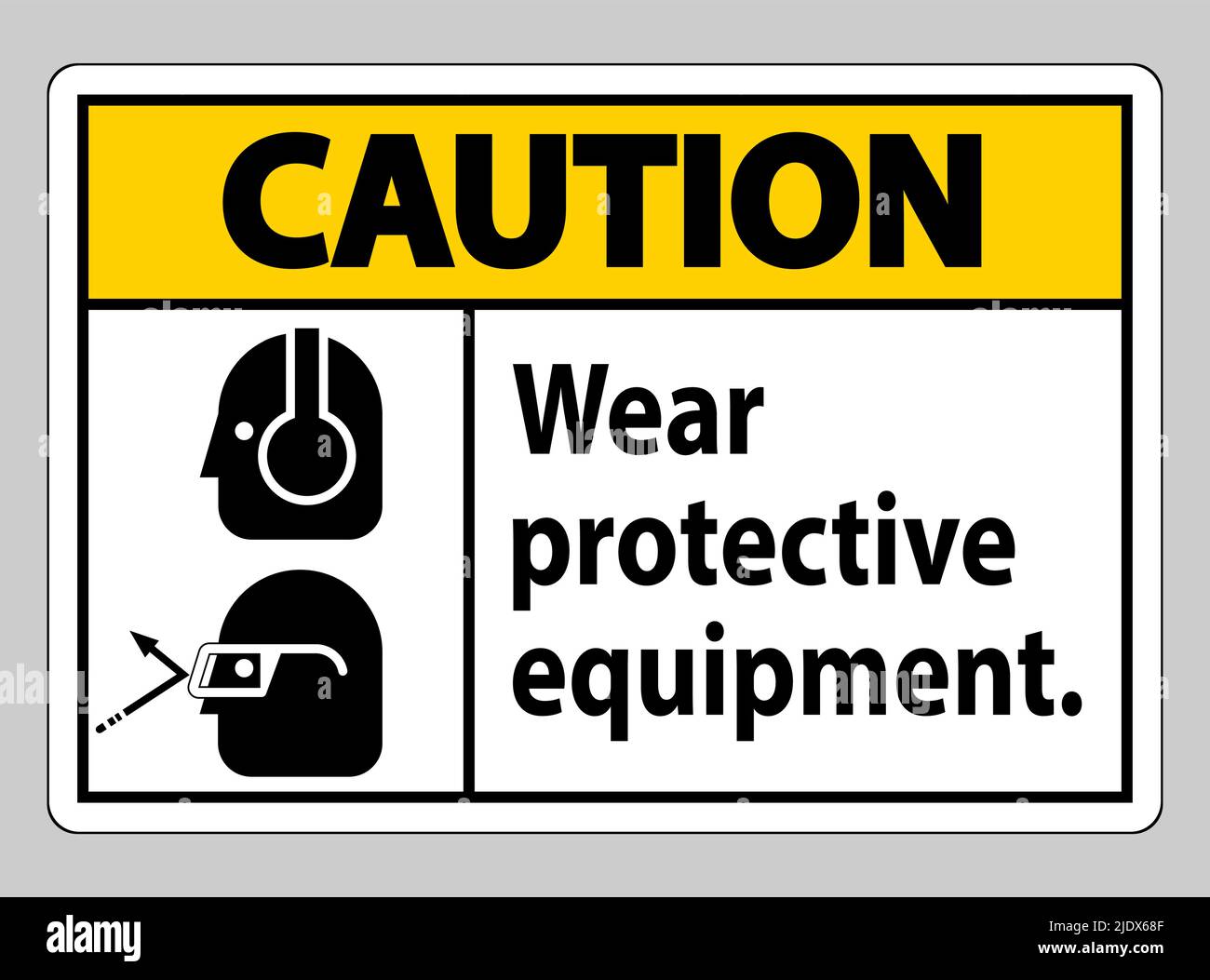 Caution Sign Wear Protective Equipment with goggles and glasses ...