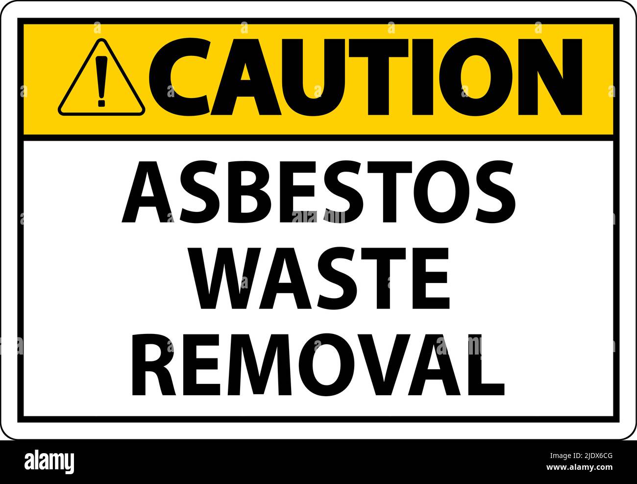 Caution Asbestos Waste Removal Sign On White Background Stock Vector ...