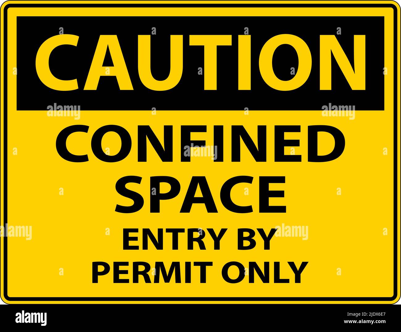 Caution Confined Space Entry By Permit Only Sign Stock Vector Image ...