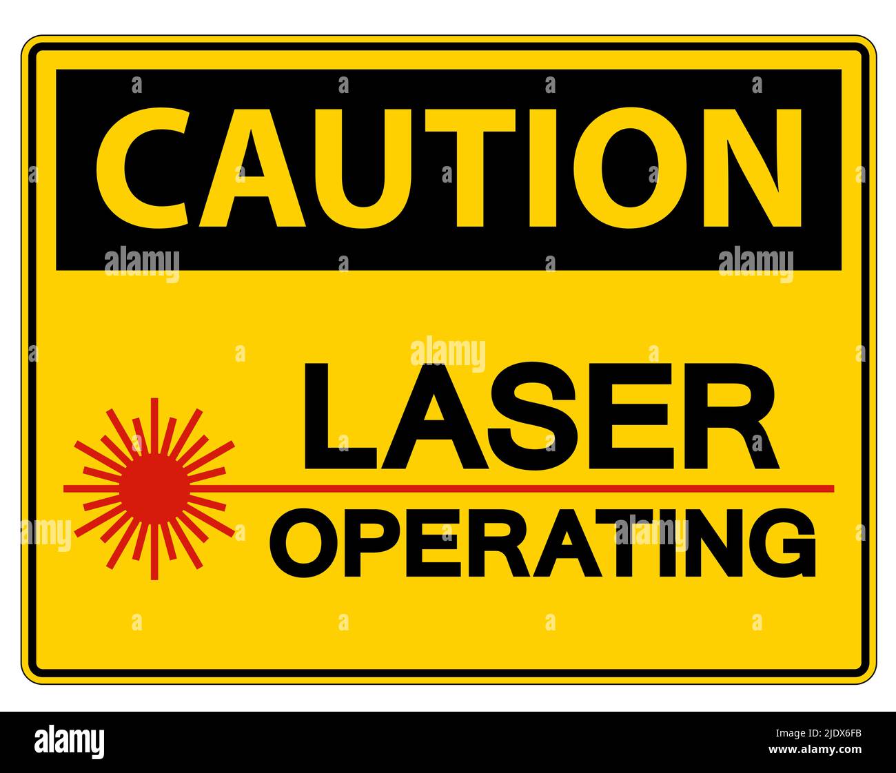 Caution Safety Sign Laser Operating On White Background Stock Vector ...