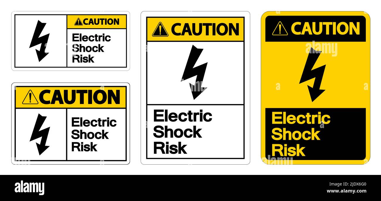 Caution Electric Shock Risk Symbol Sign On White Background Stock ...