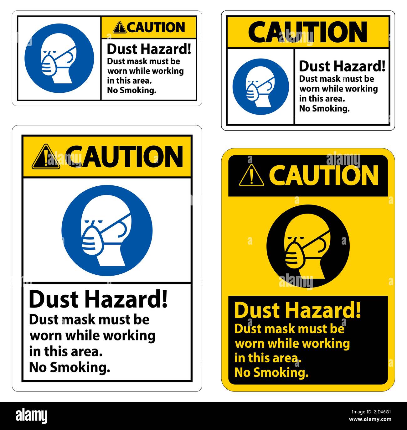 Caution No Smoking Sign Dust Hazard Dust Mask Must Be Worn While ...