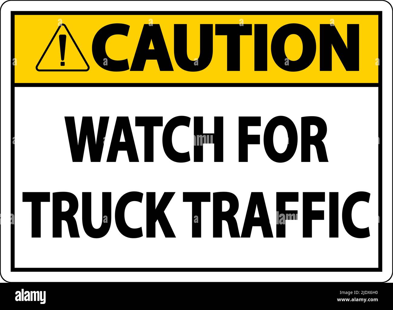 Caution Watch For Truck Traffic Sign On White Background Stock Vector ...
