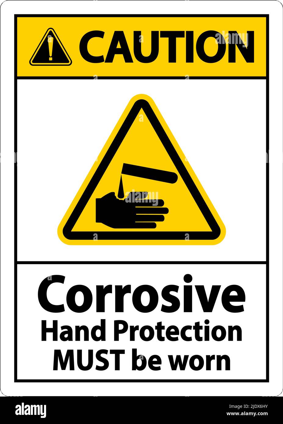 Caution Hand Protection Must Be Worn Sign On White Background Stock ...