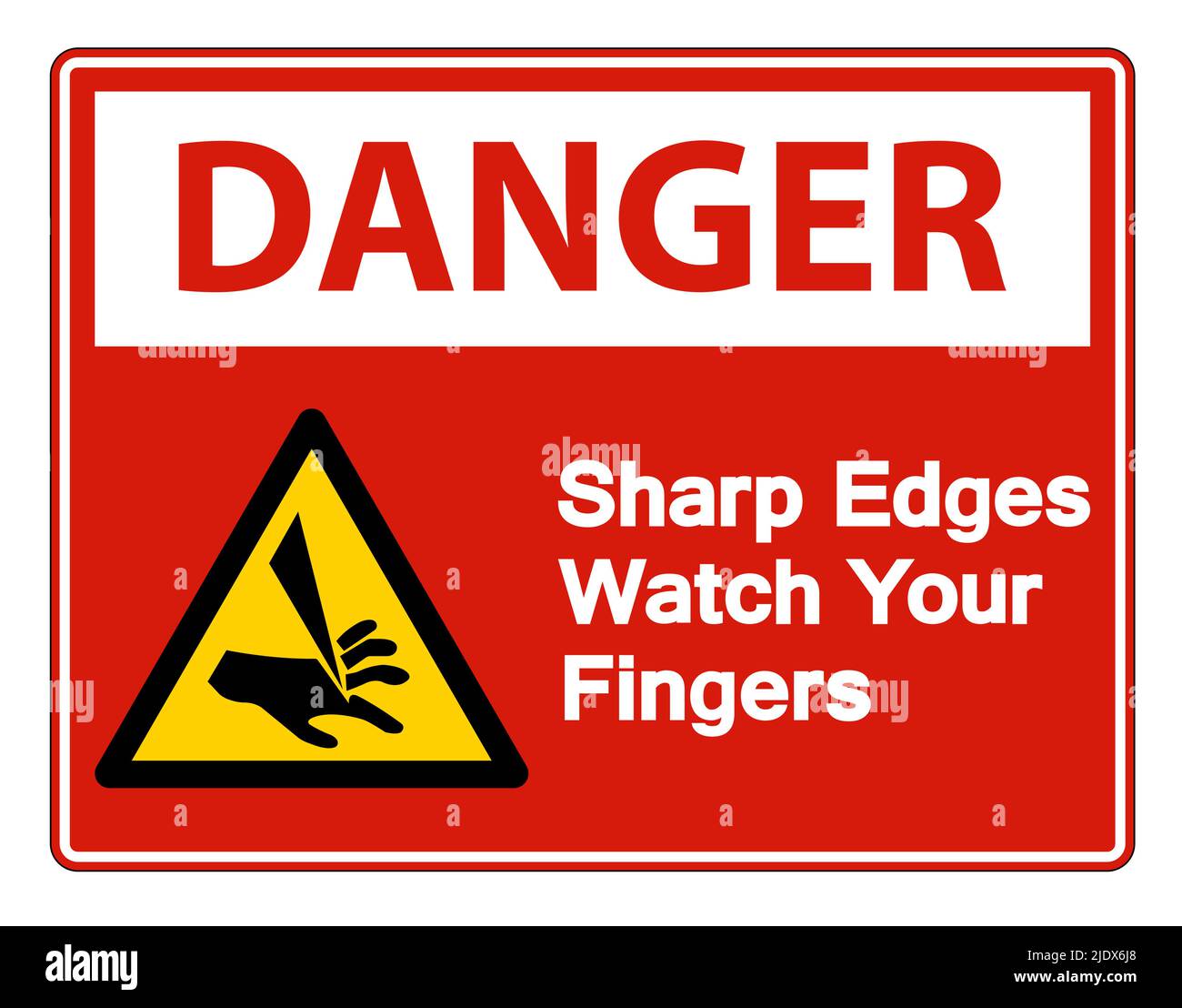 Danger Sharp Edges Watch Your Fingers Symbol Isolate On White ...