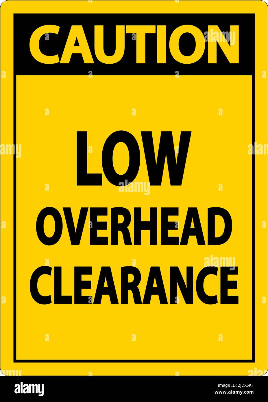 Caution Low Overhead Clearance Sign On White Background Stock Vector ...