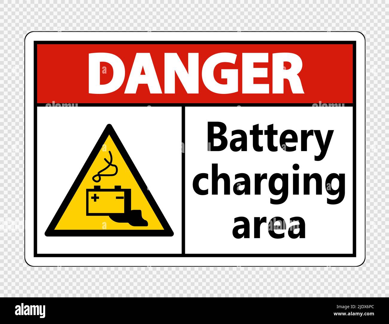 Danger battery charging area Sign on transparent background,vector ...