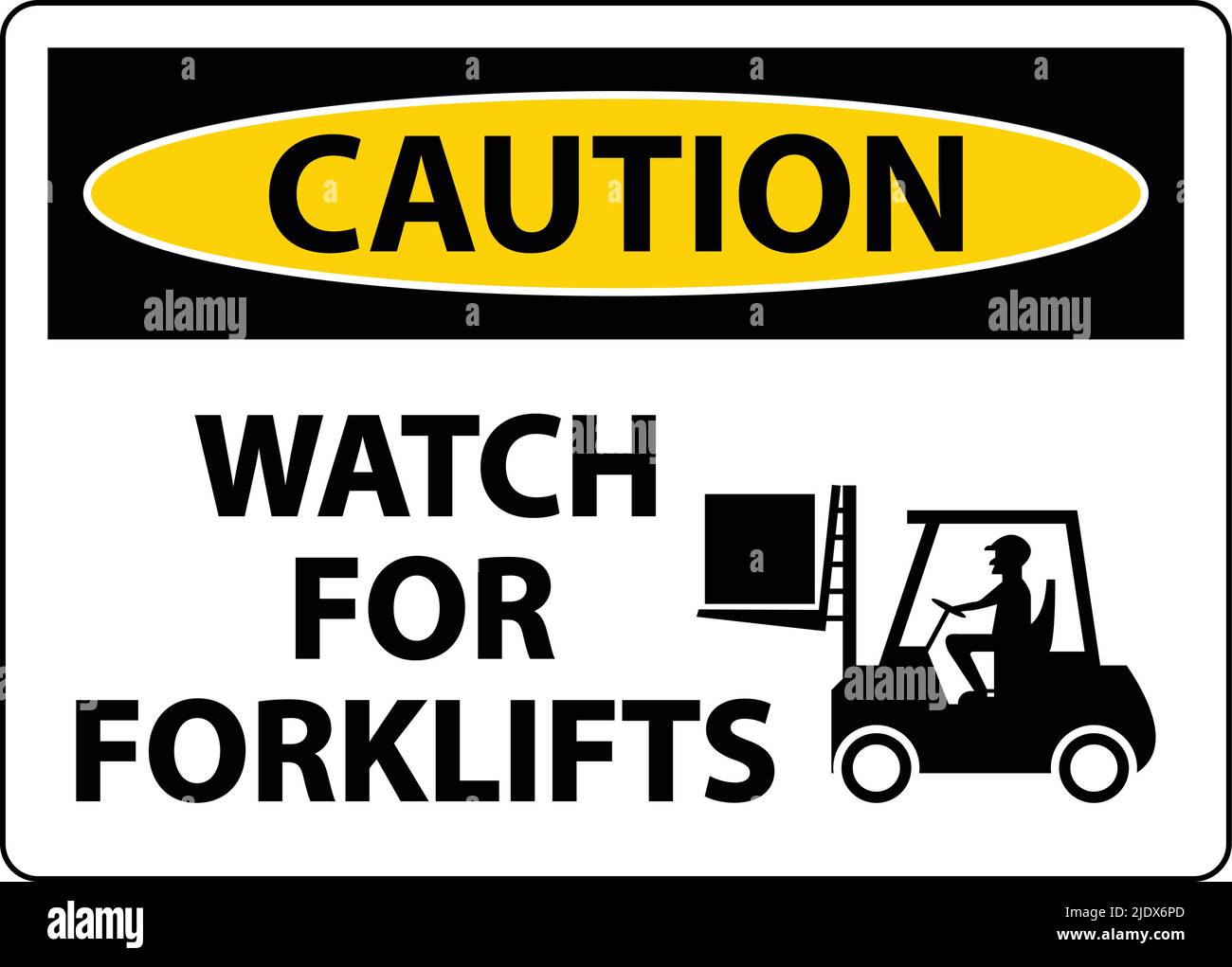 Caution Watch For Forklifts Sign On White Background Stock Vector Image ...