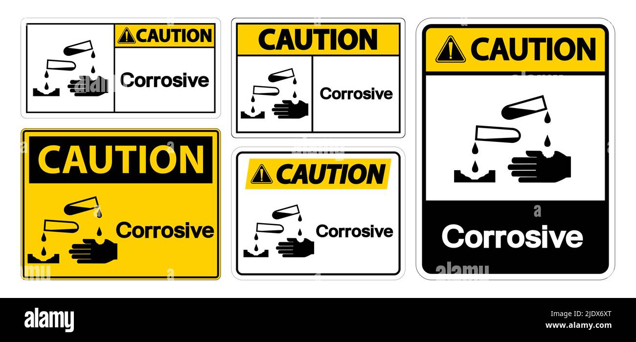 Caution Corrosive Symbol Sign Isolate On White Background,Vector ...