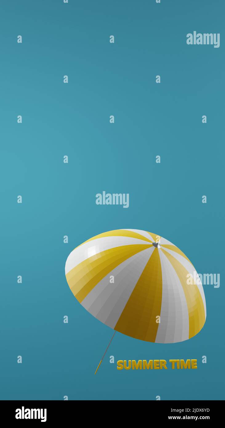 3d render. beach umbrella on a blue background . 3d illustration Stock ...