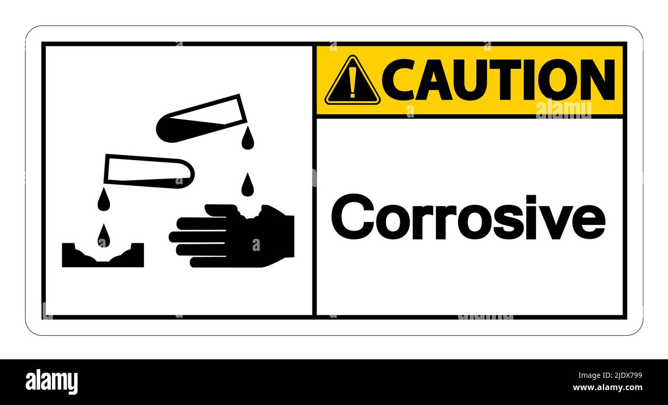 Caution Corrosive Symbol Sign on white background,Vector illustration ...