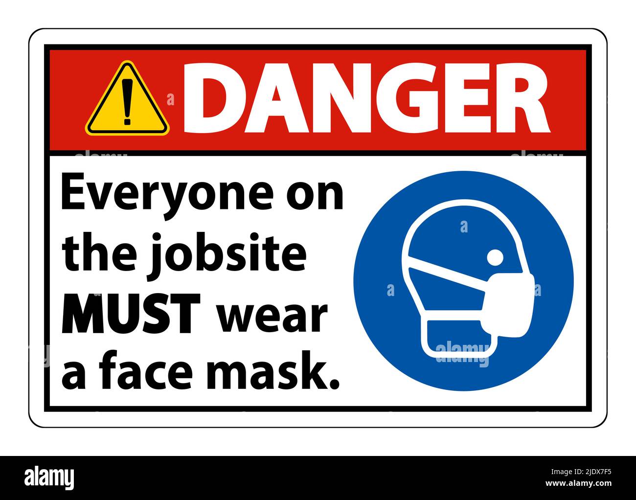 Danger Wear A Face Mask Sign Isolate On White Background Stock Vector ...
