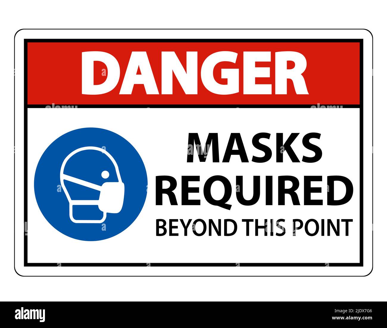Danger Masks Required Beyond This Point Sign Isolate On White ...