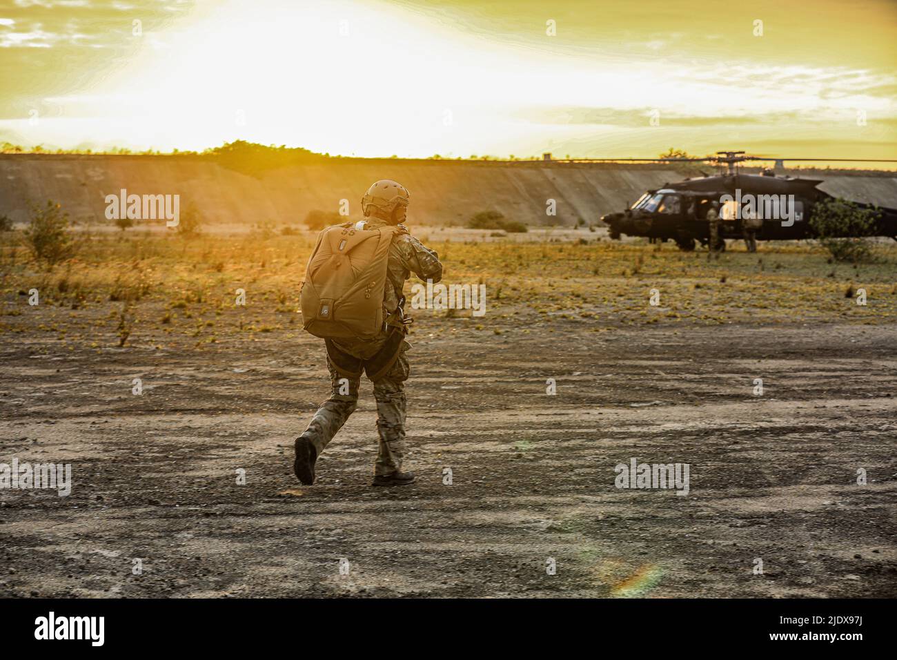 Operational Detachment Alpha team member prepares to board a Modified ...