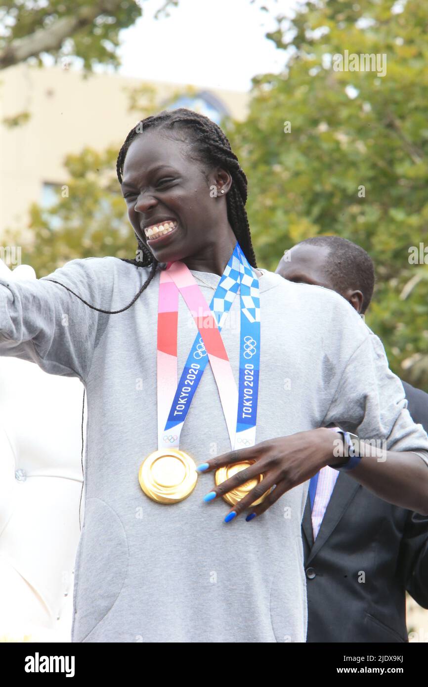 Olympic Gold Medallist Athing Mu was honoured with a parade from ...