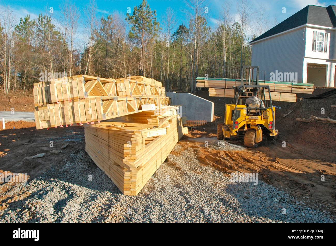 Lumber and pre build joists for new home construction with Simpson ties ...