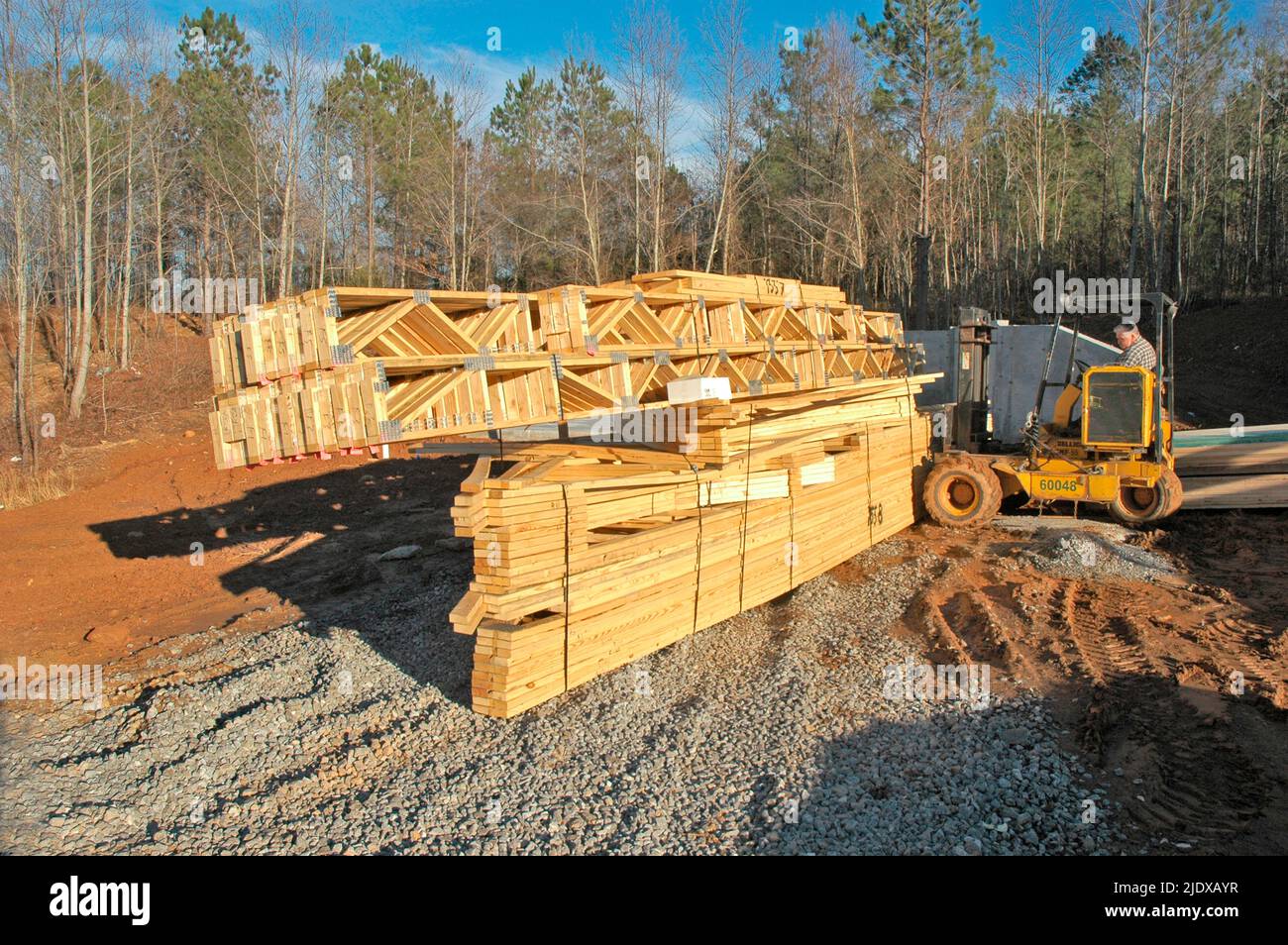 Lumber and pre build joists for new home construction with Simpson ties ...