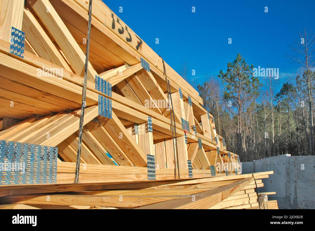 Lumber and pre build joists for new home construction with Simpson ties ...