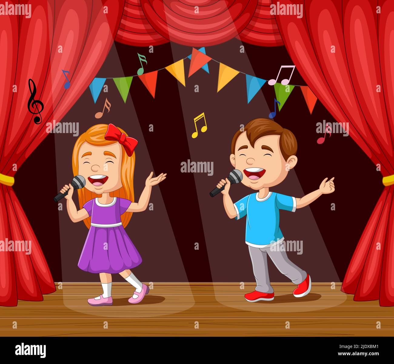 Children performing show Stock Vector Images - Alamy