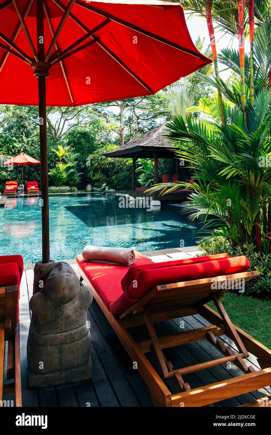 Indonesia, Bali, Poolside of luxurious villa in summer Stock Photo - Alamy